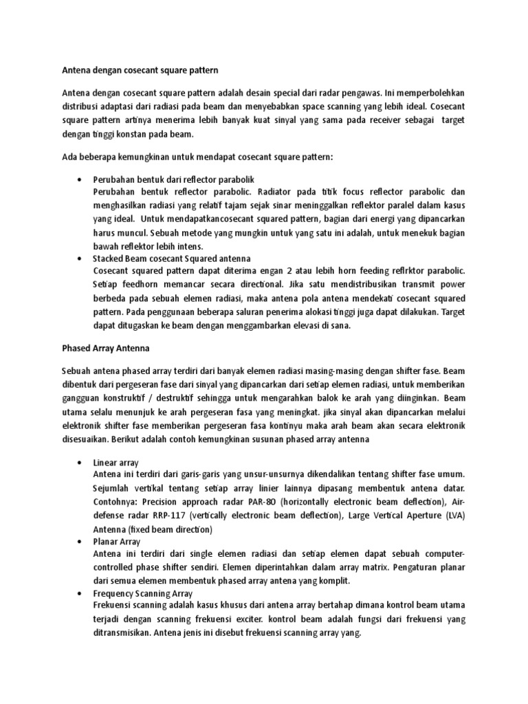 Antena Dengan Cosecant Square Pattern | PDF