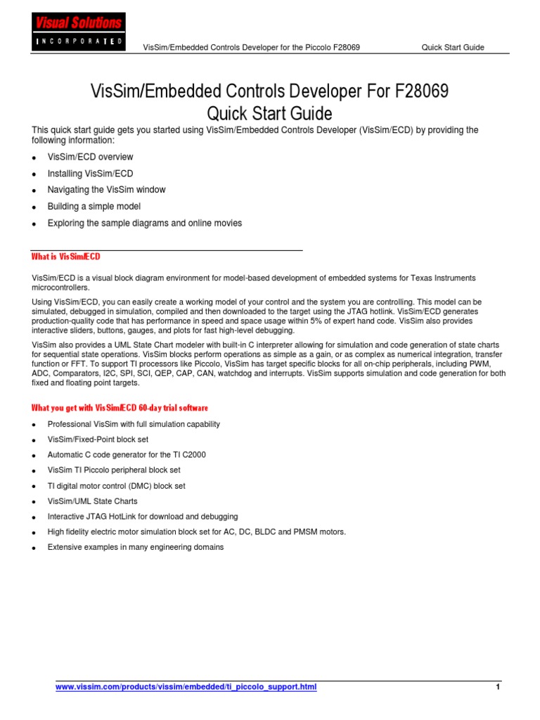 VisSim/Embedded Controls Developer for F28069 Quick Start Guide | PDF ...