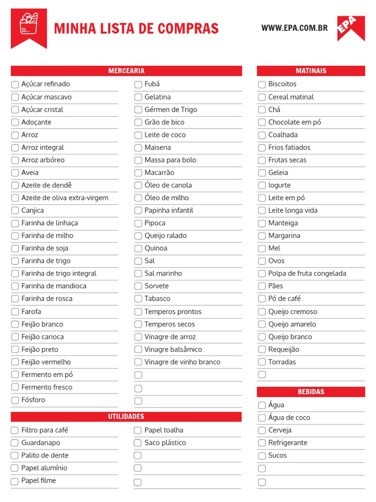 Lista de Mercearia | PDF | Milho | Queijo