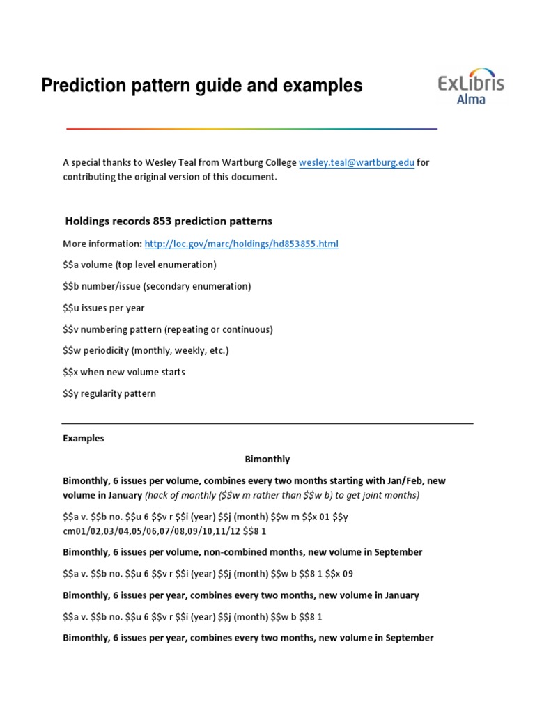 Serials - Prediction Patterns Guide and Examples | PDF | Teaching ...