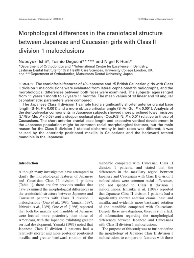 Morphological Differences | PDF | Orthodontics | Errors And Residuals