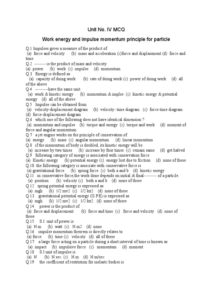 Engg Mech Unit 3 Pdf Momentum Force