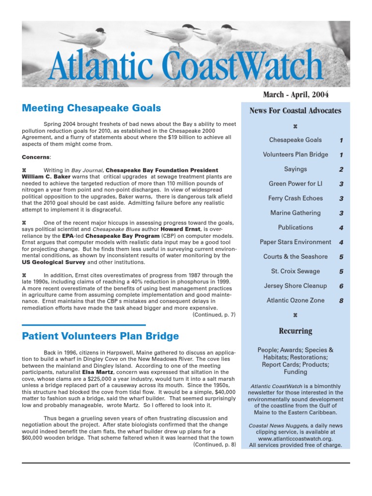 Mar-Apr 2004 Atlantic Coast Watch Newsletter | PDF | Chesapeake Bay ...