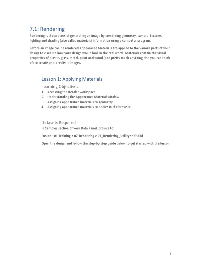 7.1: Rendering: Lesson 1: Applying Materials | PDF | Rendering ...