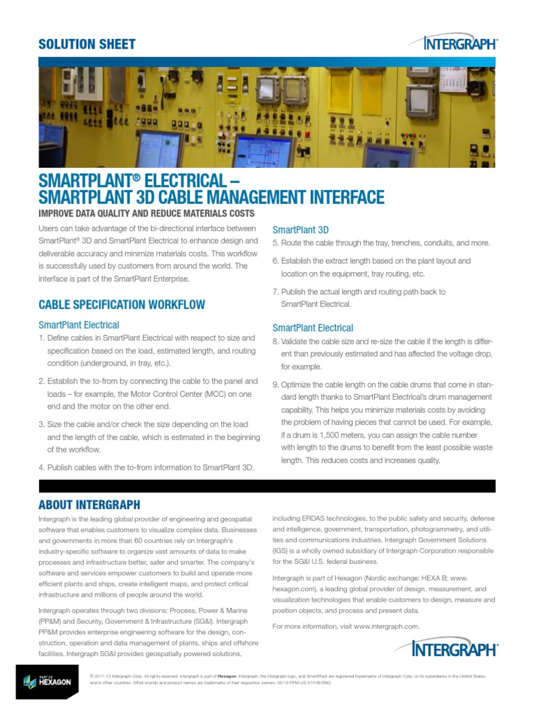 SmartPlant Electrical SmartPlant 3D Cable Management Interface | PDF | Cable | Business