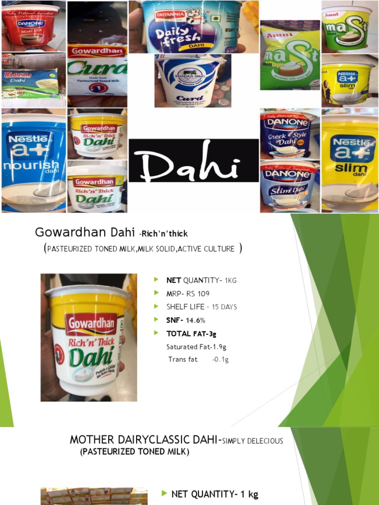 Best Dahi Brands and Varieties Comparison | PDF | Milk | Animal ...