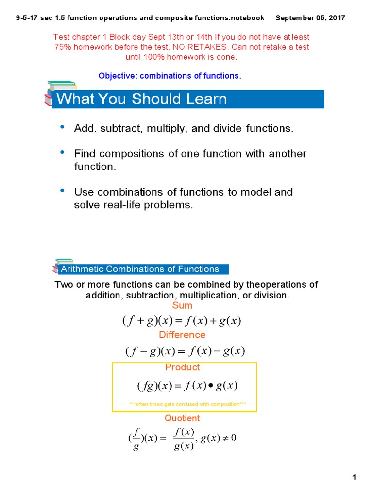 9-5-17 Sec 1 5 Function Operations and Composite Functions | PDF ...