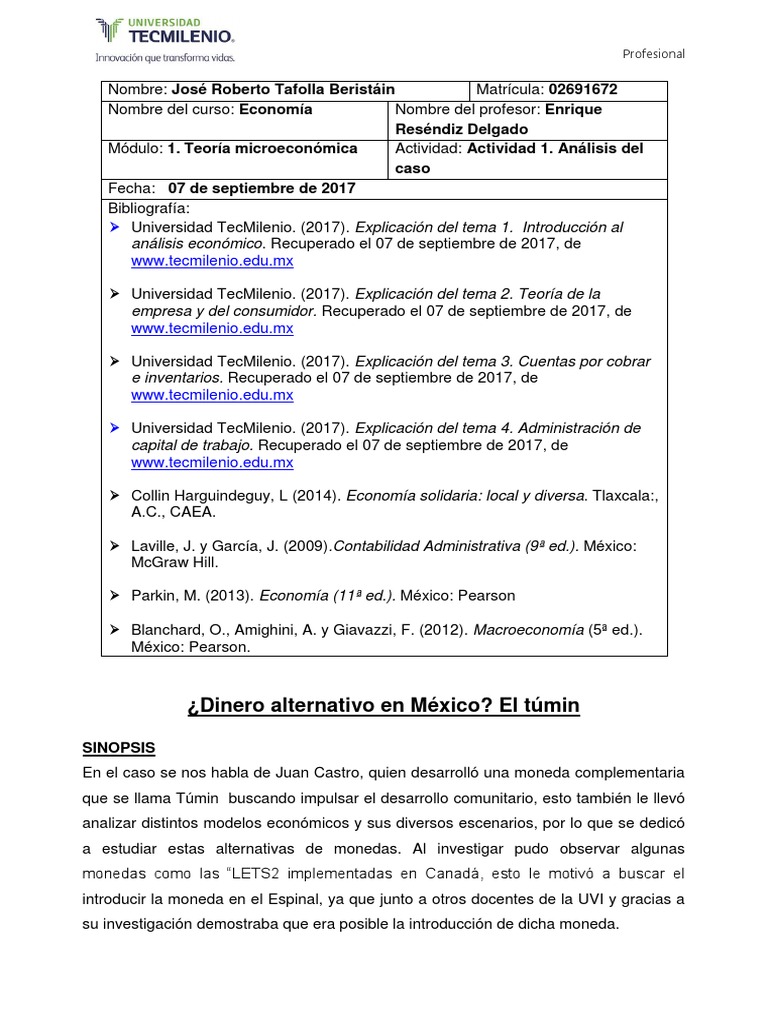 Análisis del Túmin: Moneda Alternativa en México | PDF | Macroeconómica ...