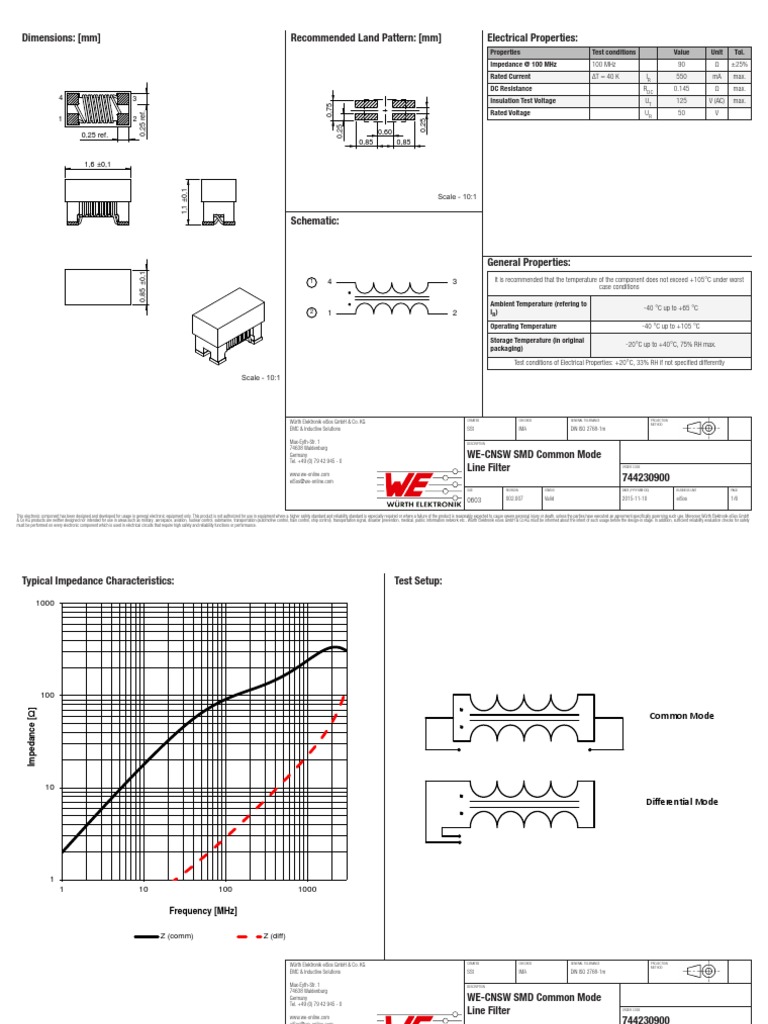 Dimensions: (MM) Recommended Land Pattern: (MM) Electrical Properties ...