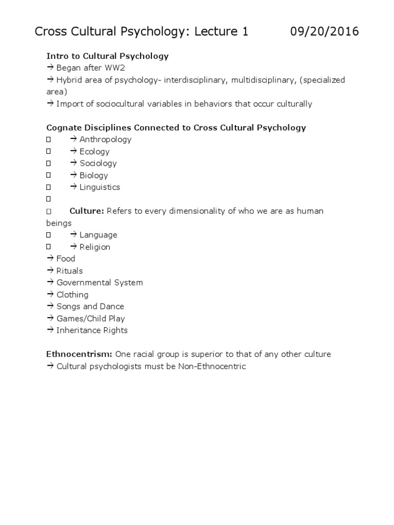 Introduction to Cross Cultural Psychology | PDF | Social Science | Self ...