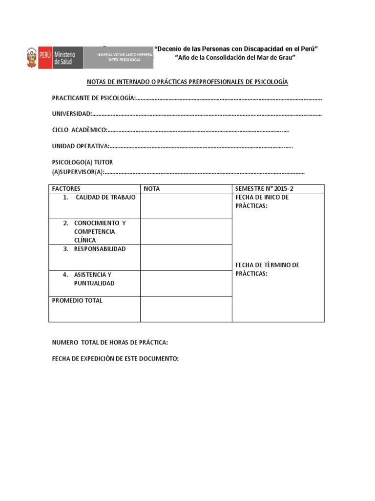 Notas de Internado (Formato) | PDF