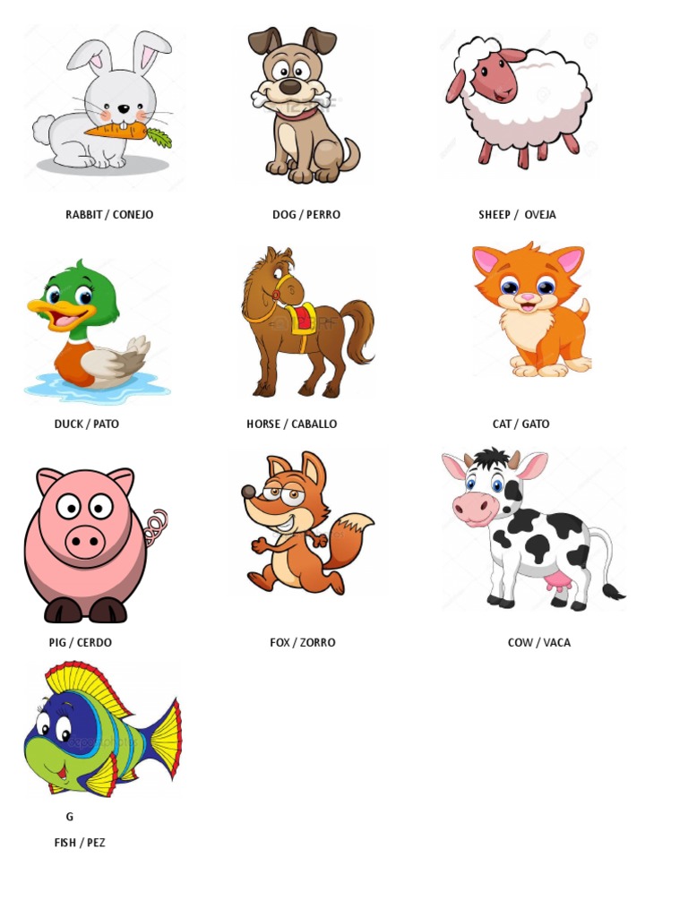 Animales en inglés: vocabulario básico | PDF