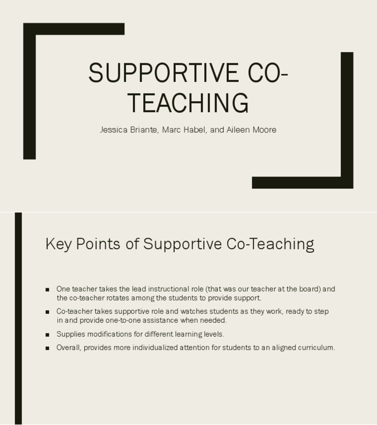 Supportive Co-Teaching | PDF