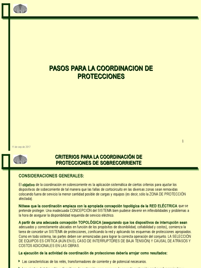 Coordinación de Protecciones Eléctricas | PDF | Transformador | Corriente eléctrica