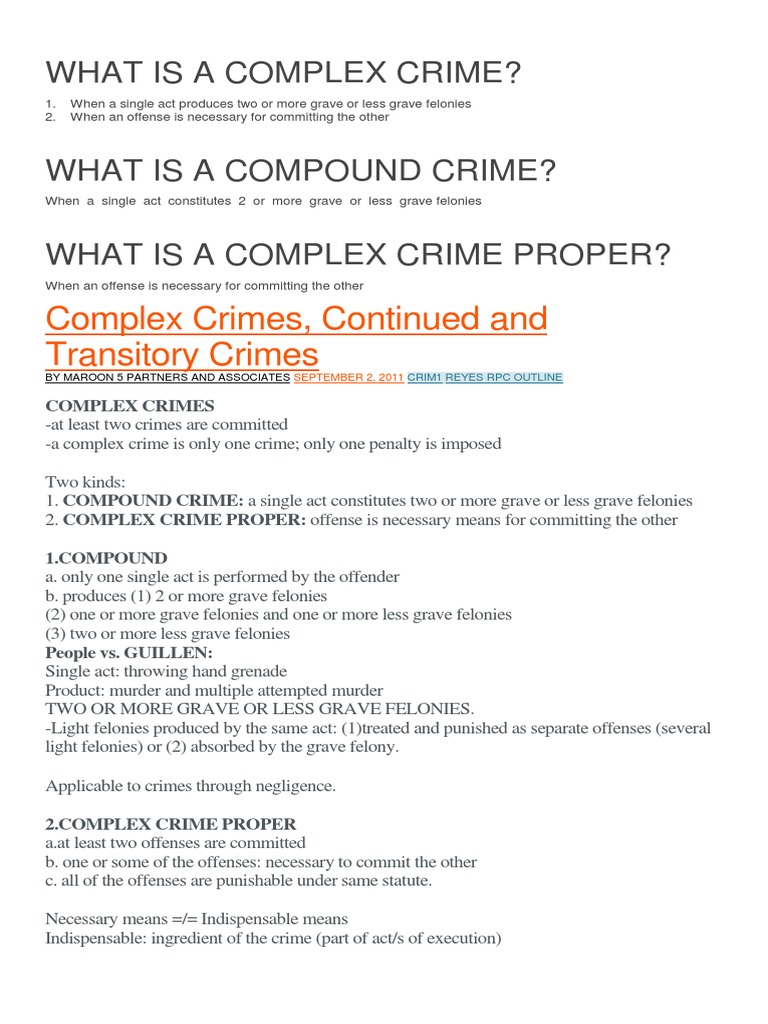What Is A Complex Crime | PDF | Asset Forfeiture | Crime & Violence