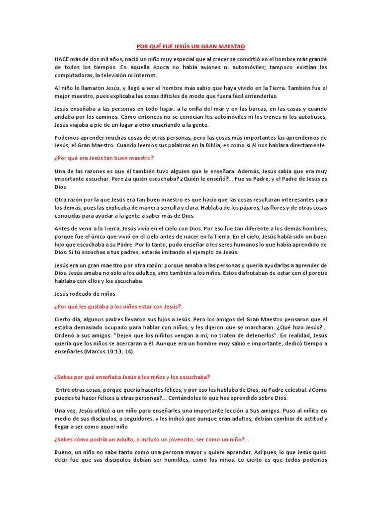 Jesús: El Gran Maestro de la Enseñanza | PDF | Jesús | Dios