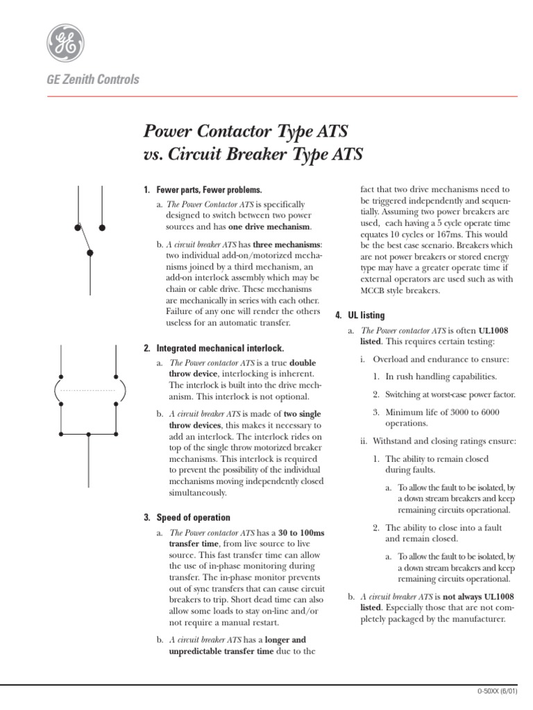 ATS Whitepaper Power Contactor vs. BREAKER 5 | PDF | Switch | Electronics
