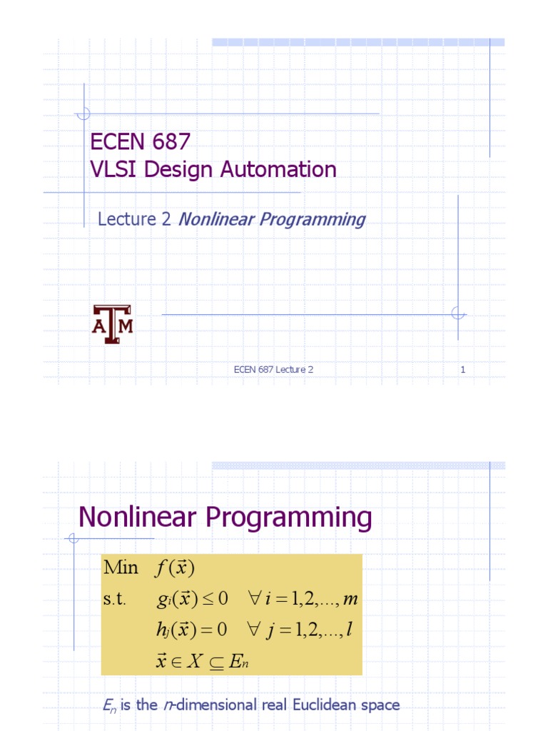 ECEN 687 VLSI Design Automation: Nonlinear Programming | PDF | Convex Set | Mathematical ...
