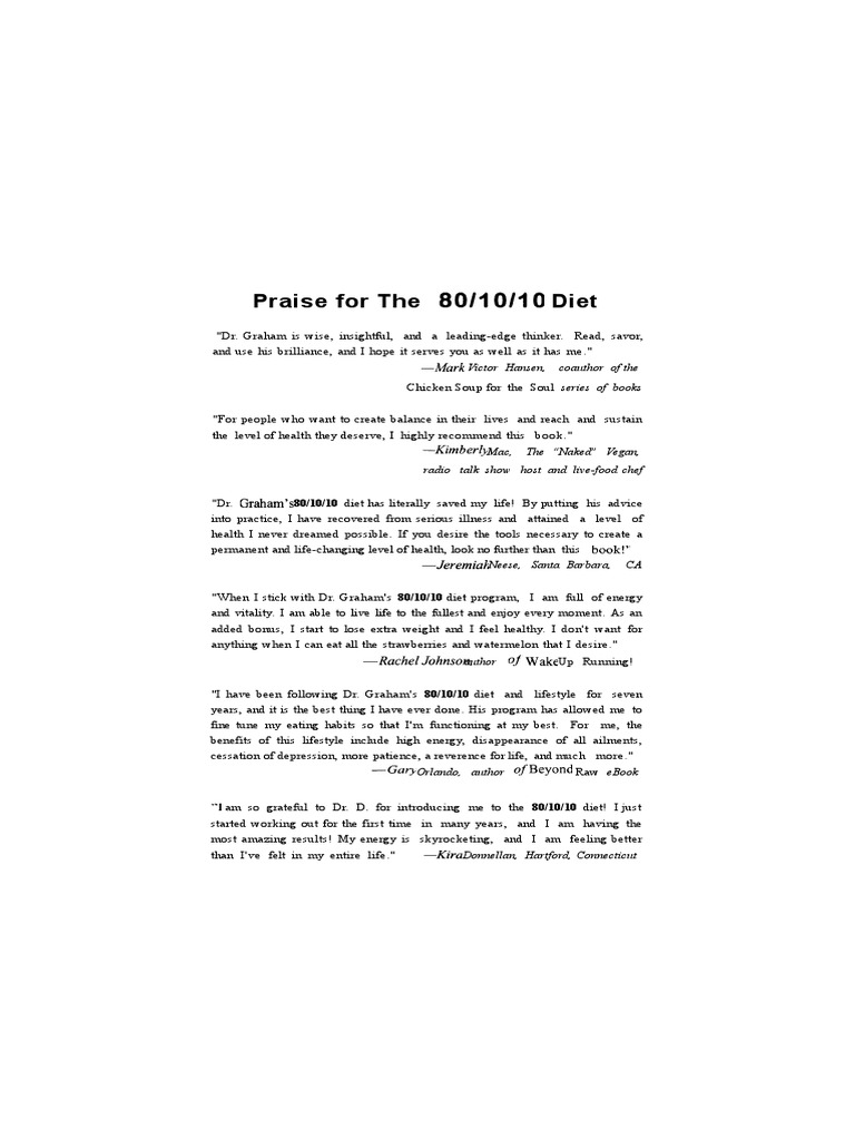 Douglas Graham The 80-10-10 Diet | PDF | Foods | Nutrition