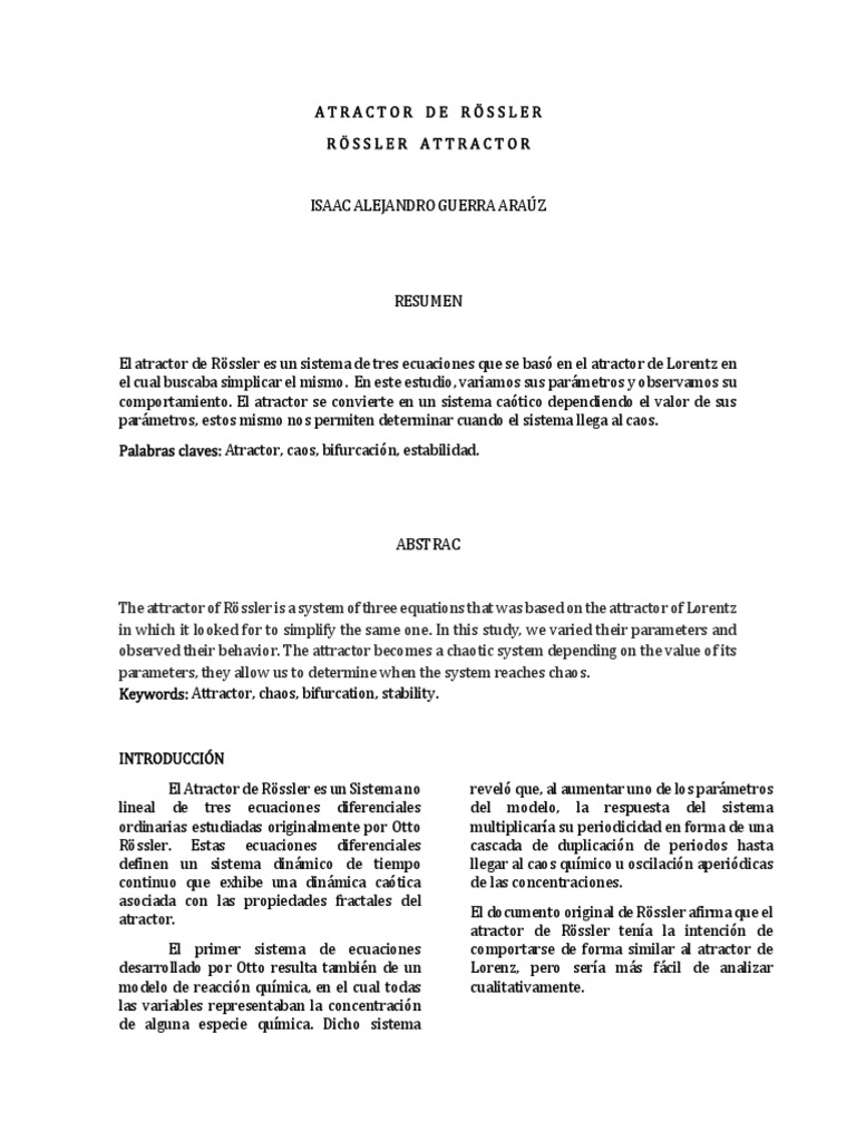 Atractor de Rössler | PDF | Teoría del caos | Atractor