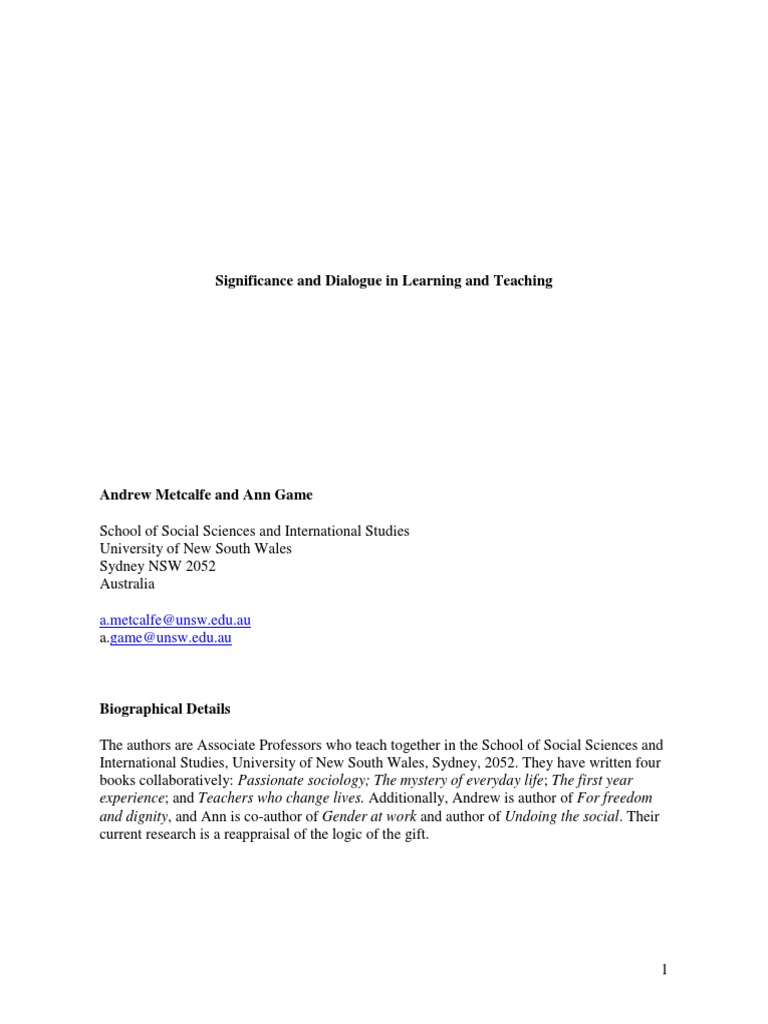 Dialogue's Impact on Teaching Lives | PDF | Dialogue | Pedagogy