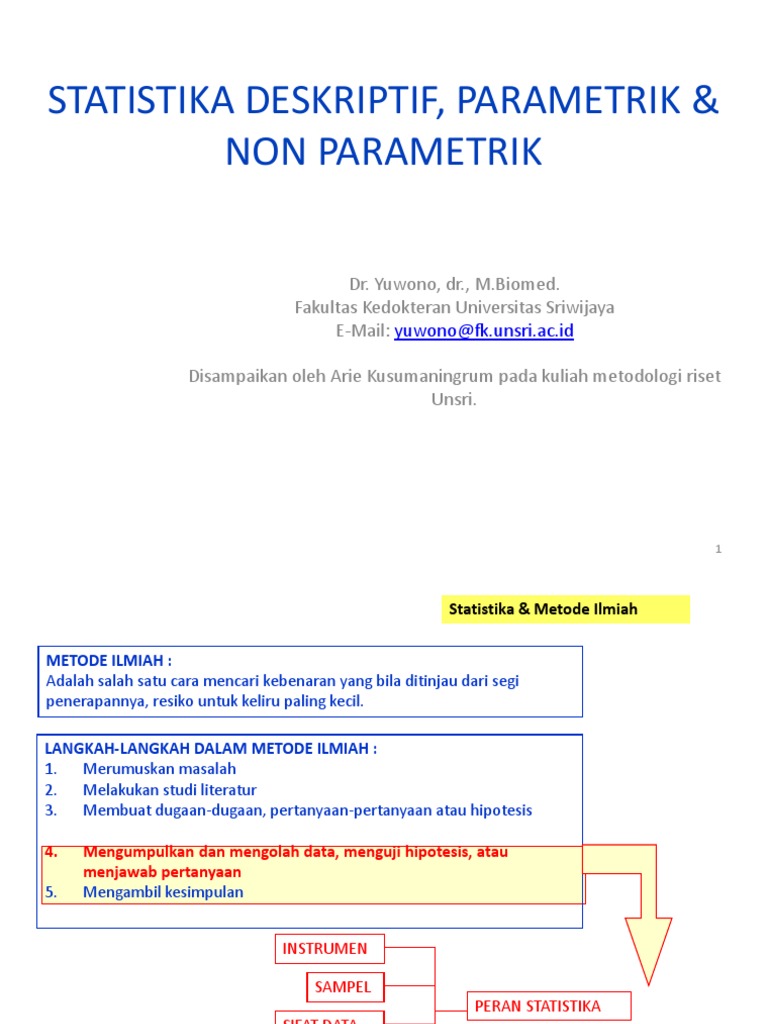 Statistika Deskriptif, Parametrik & Non Parametrik Yuwono | PDF
