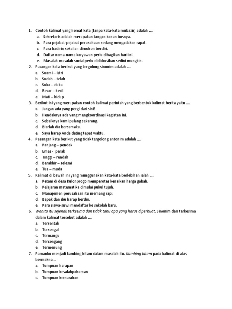 Contoh Kalimat Yang Hemat Kata | PDF