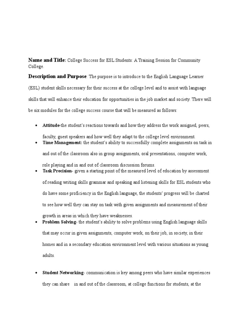 College Success For Esl Learners | PDF | English As A Second Or Foreign ...