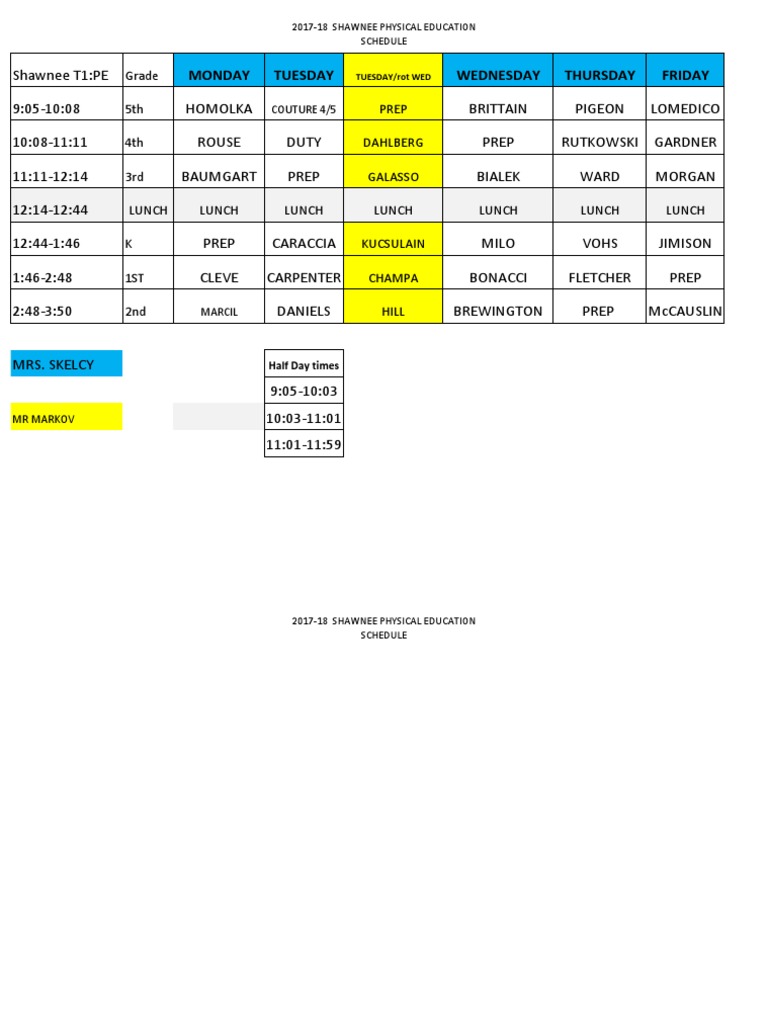 2017-18 Pe Schedule T 1 | PDF