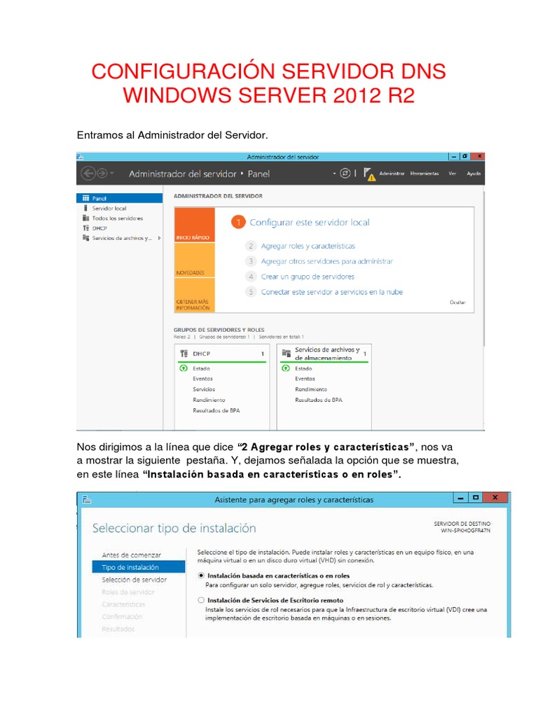 Configuración Servidor DNS Windows Server 2012 r2 | PDF | sistema de nombres de dominio | Yo Pv6