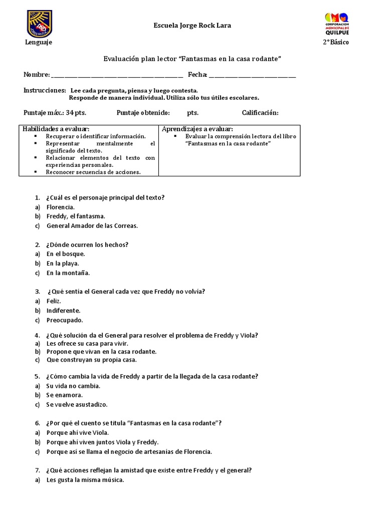 Prueba Libro Fantasmas en La Casa Rodante | PDF | Ocio