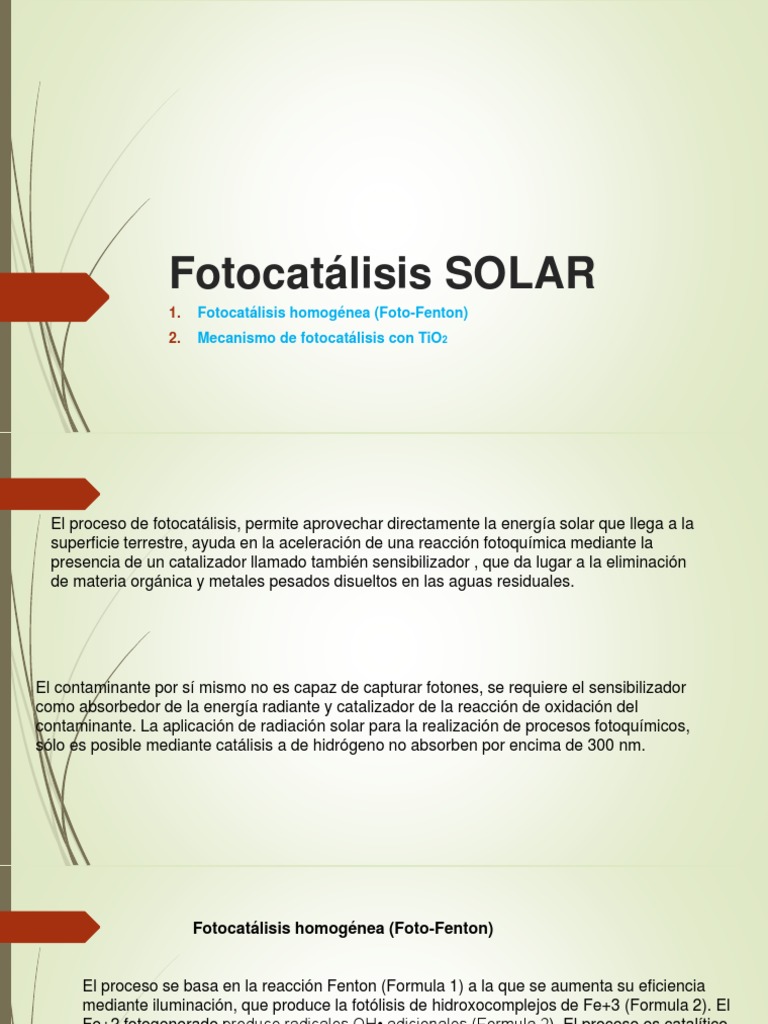 Fotocatálisis Solar: Proceso Foto-Fenton | PDF | Catálisis | Química Física