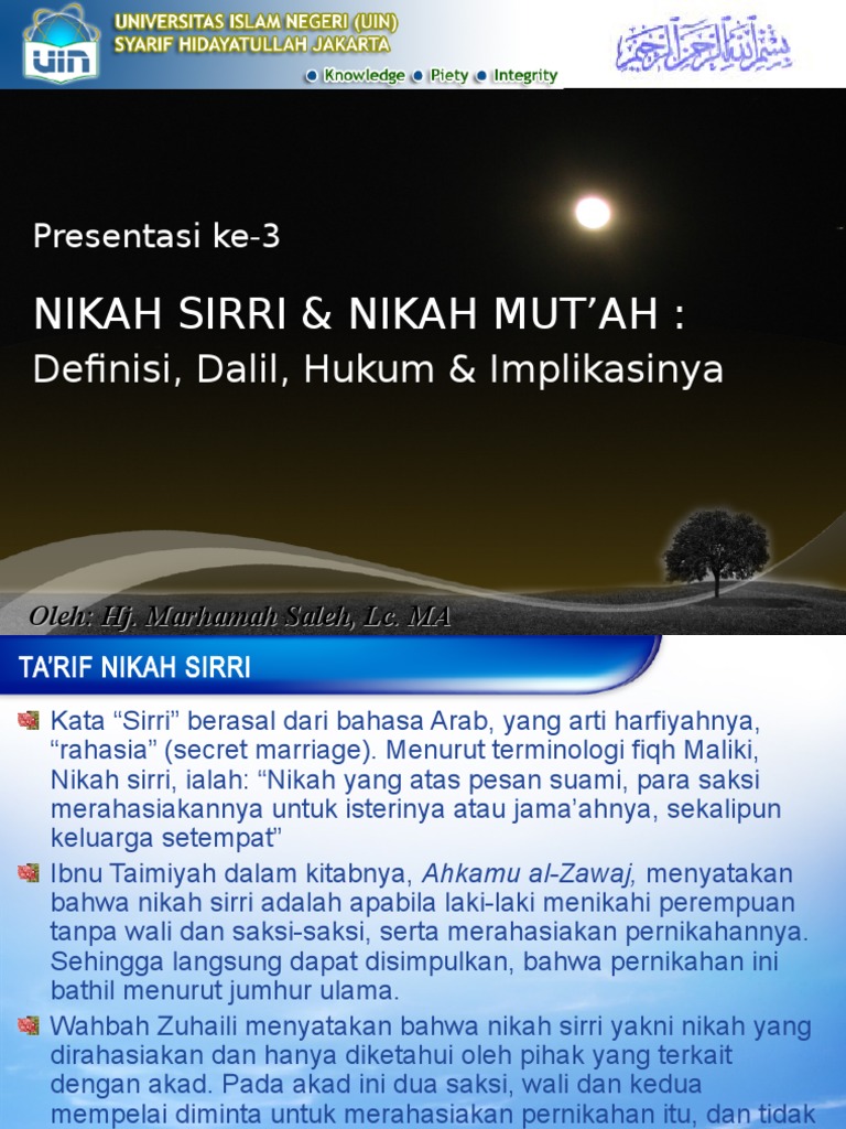 Presentasi - Nikah Siri Dan Mutah | PDF | Hukum