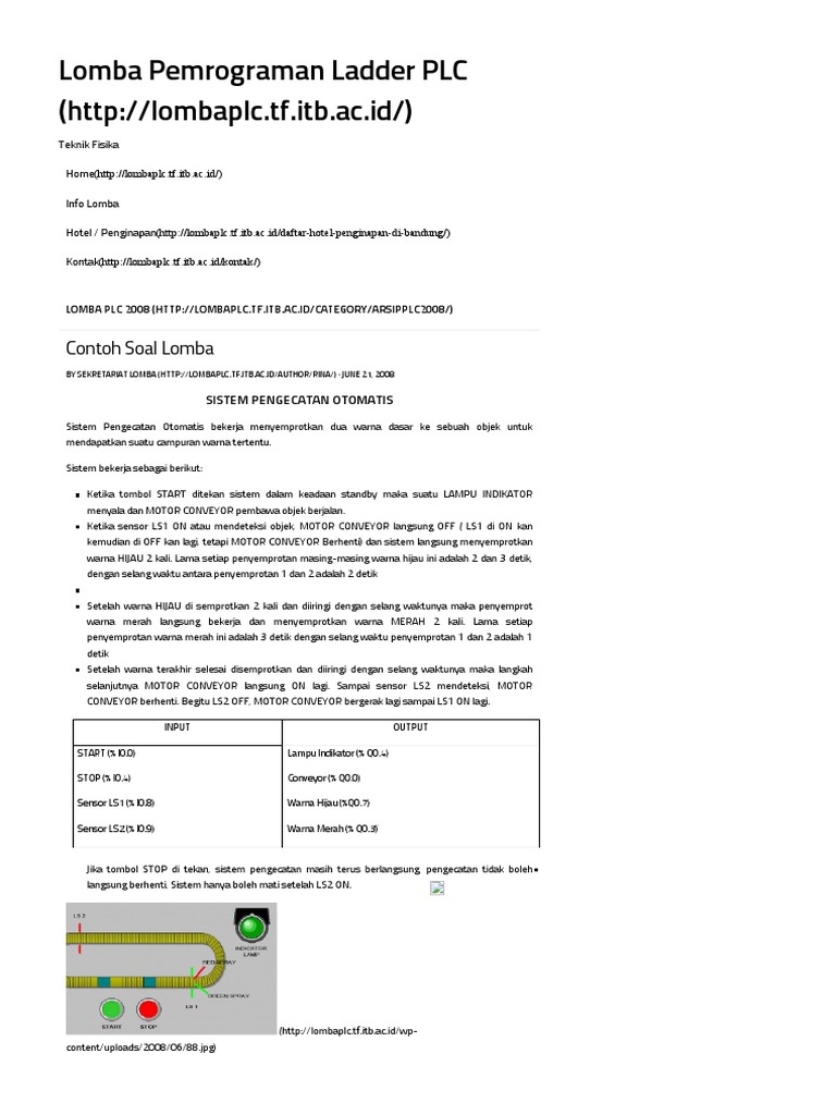 Contoh Soal Lomba - Lomba Pemrograman Ladder PLC | PDF