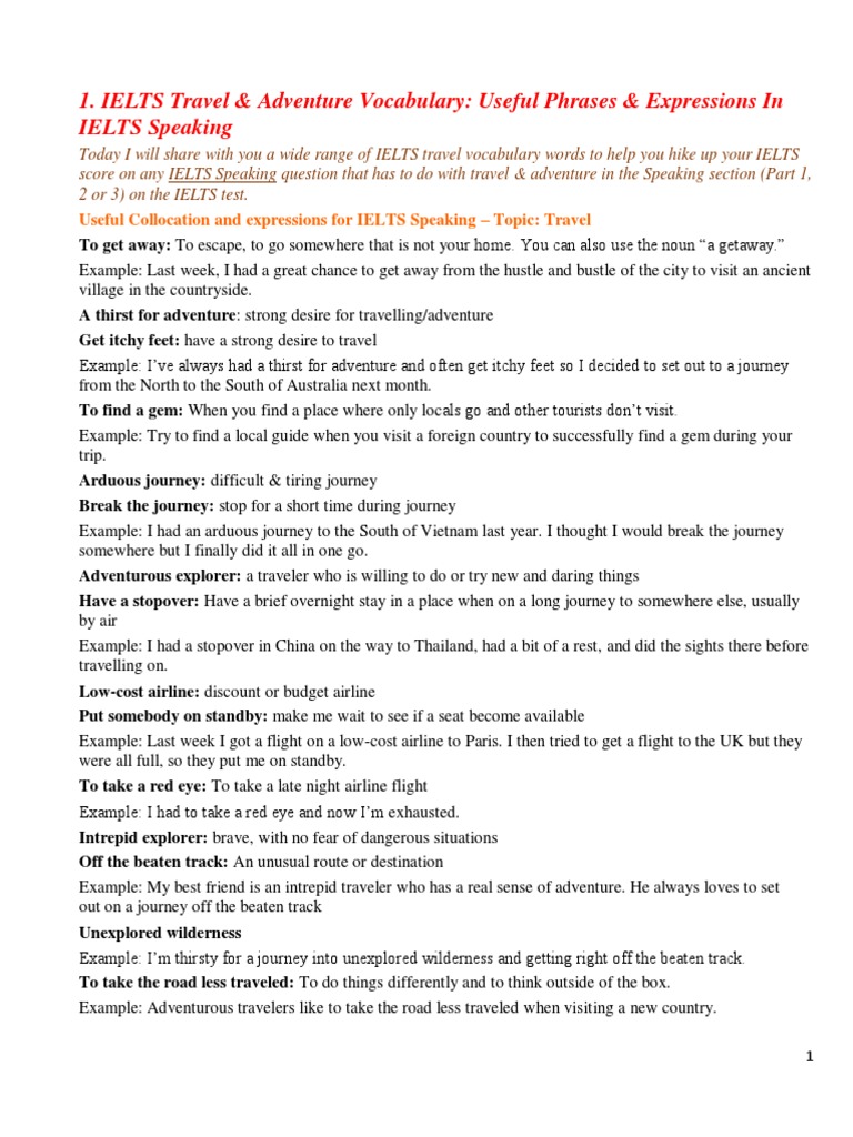 IELTS Travel and Environment Vocabulary | PDF | Air Pollution | Pollution