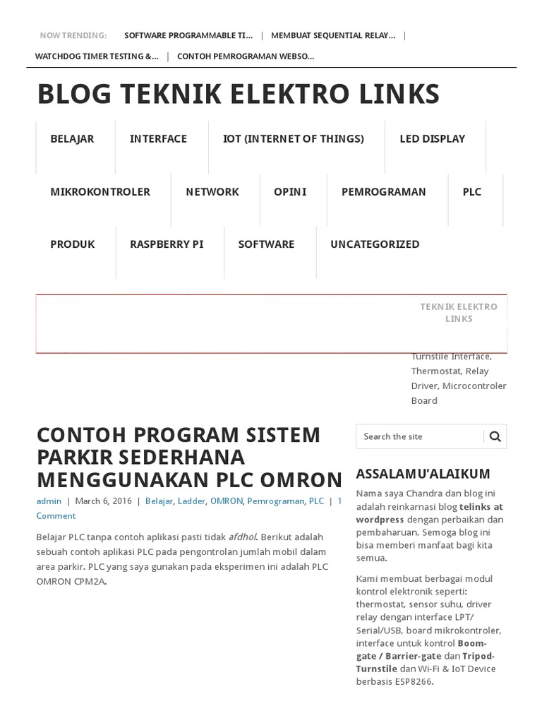 Contoh Program Sistem Parkir Sederhana Menggunakan PLC OMRON - Blog Teknik Elektro Links | PDF