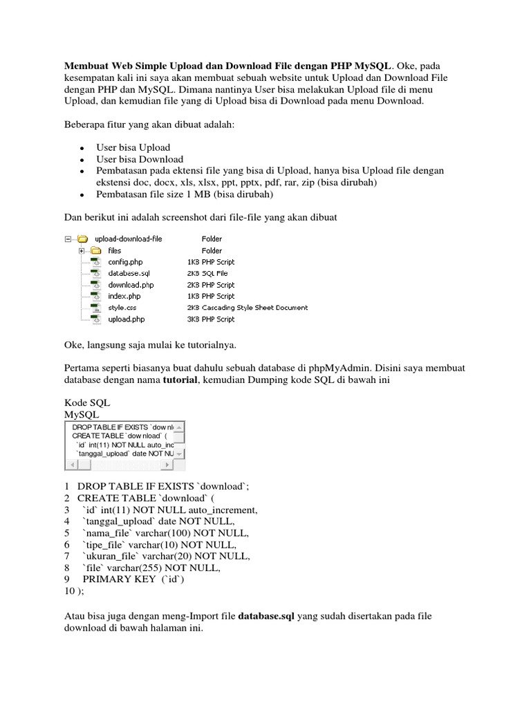 Upload dan Download File PHP MySQL | PDF