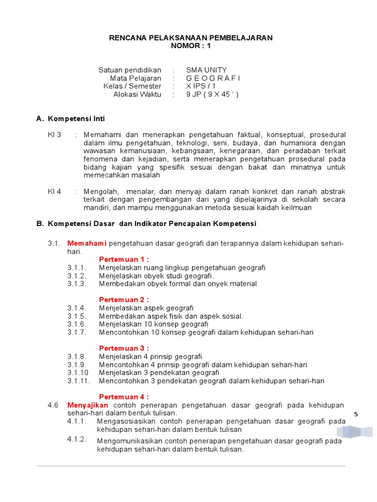 RPP Konsep Geografi K13 | PDF
