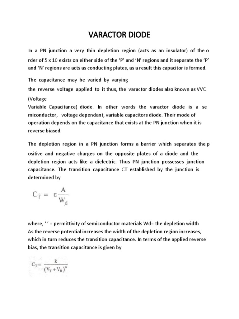 Understanding the Operation and Applications of the Varactor Diode ...