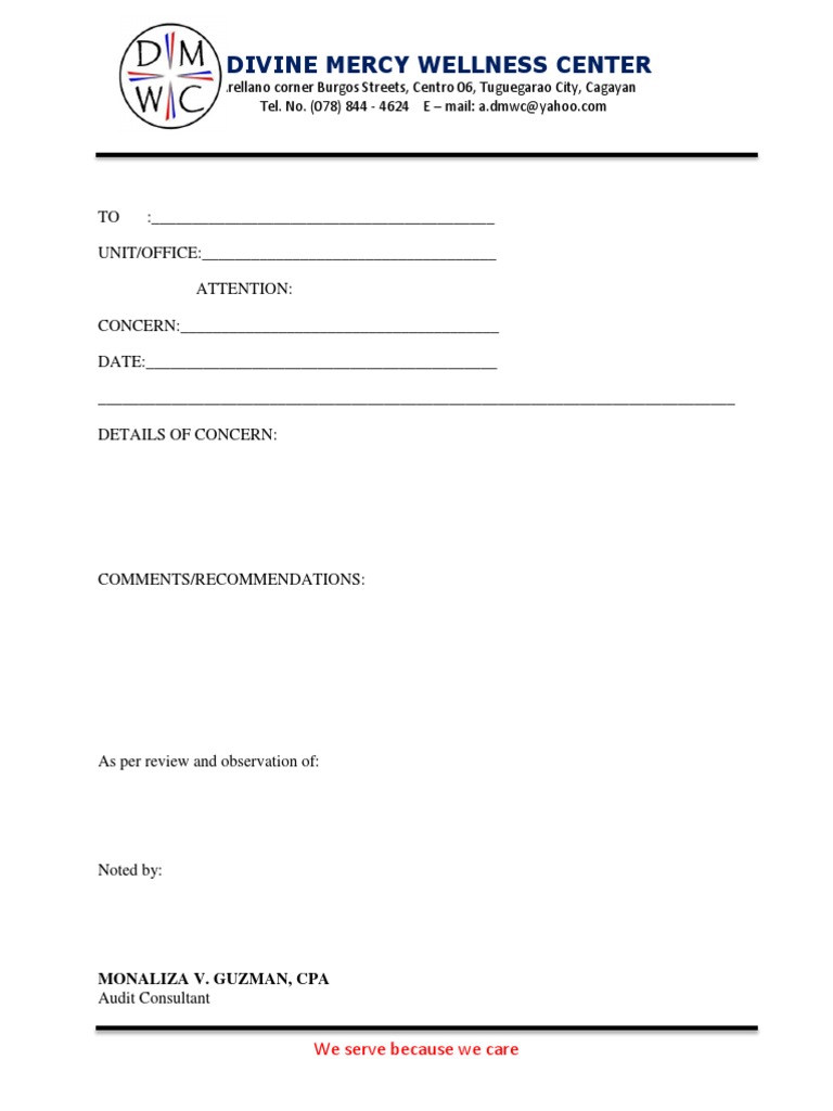 Audit Observation Memo Format