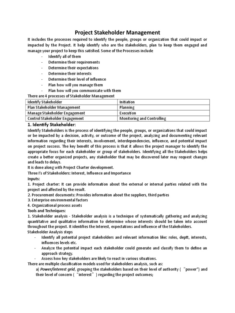 Project Stakeholder Management | PDF | Stakeholder (Corporate ...