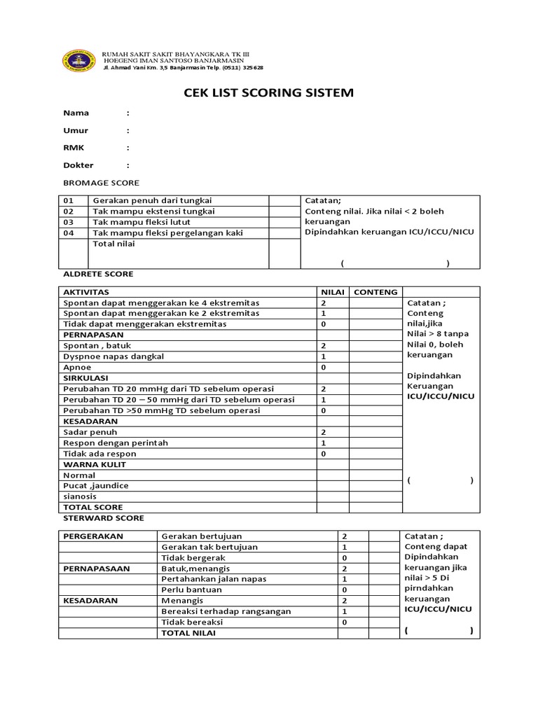 Cek List Scoring Sistem | PDF