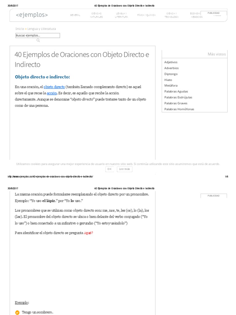 40 Ejemplos de Oraciones Con Objeto Directo e Indirecto