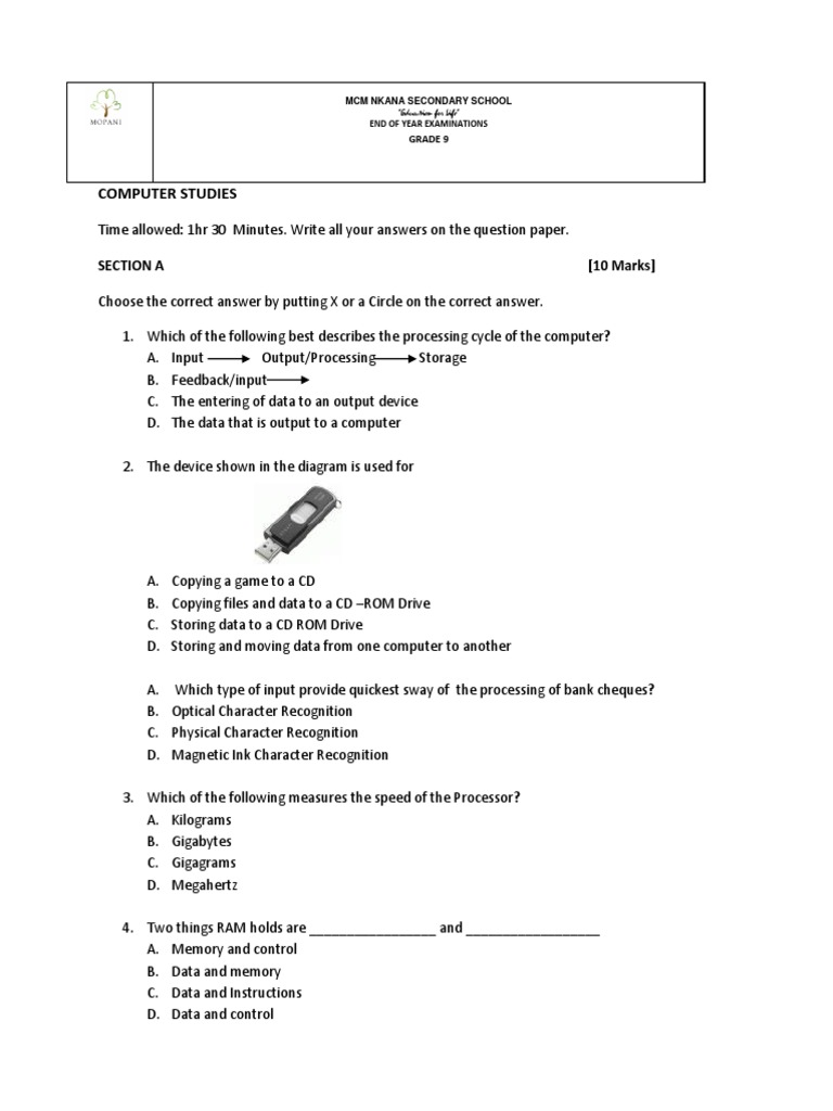 Grade 9 Computer February Test | PDF | Optical Character Recognition ...