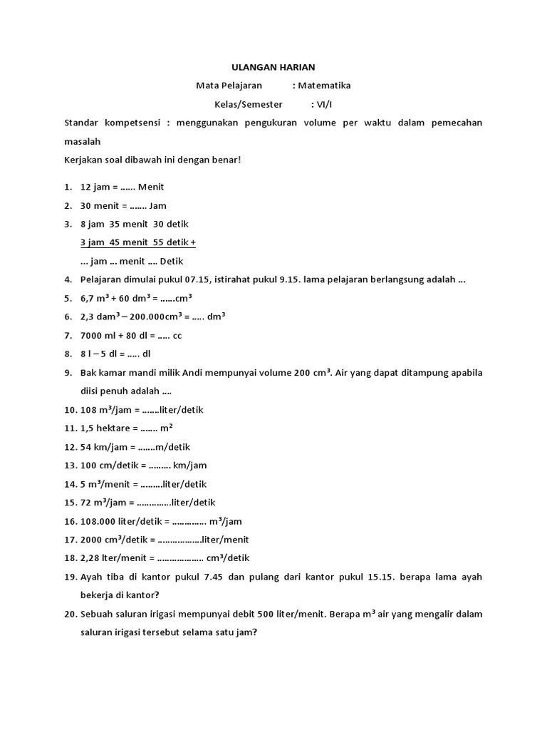 ULANGAN HARIAN mtk3 | PDF