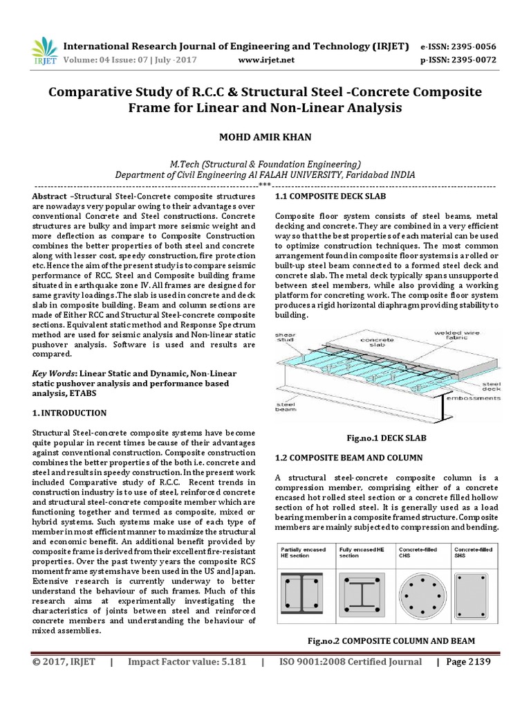 Comparative Study of R.C.C & Structural Steel - Concrete Composite ...