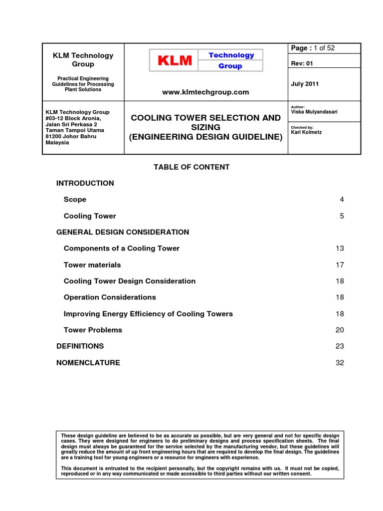 ENGINEERING DESIGN GUIDELINES - Cooling Towers - Rev01 - 2 PDF ...