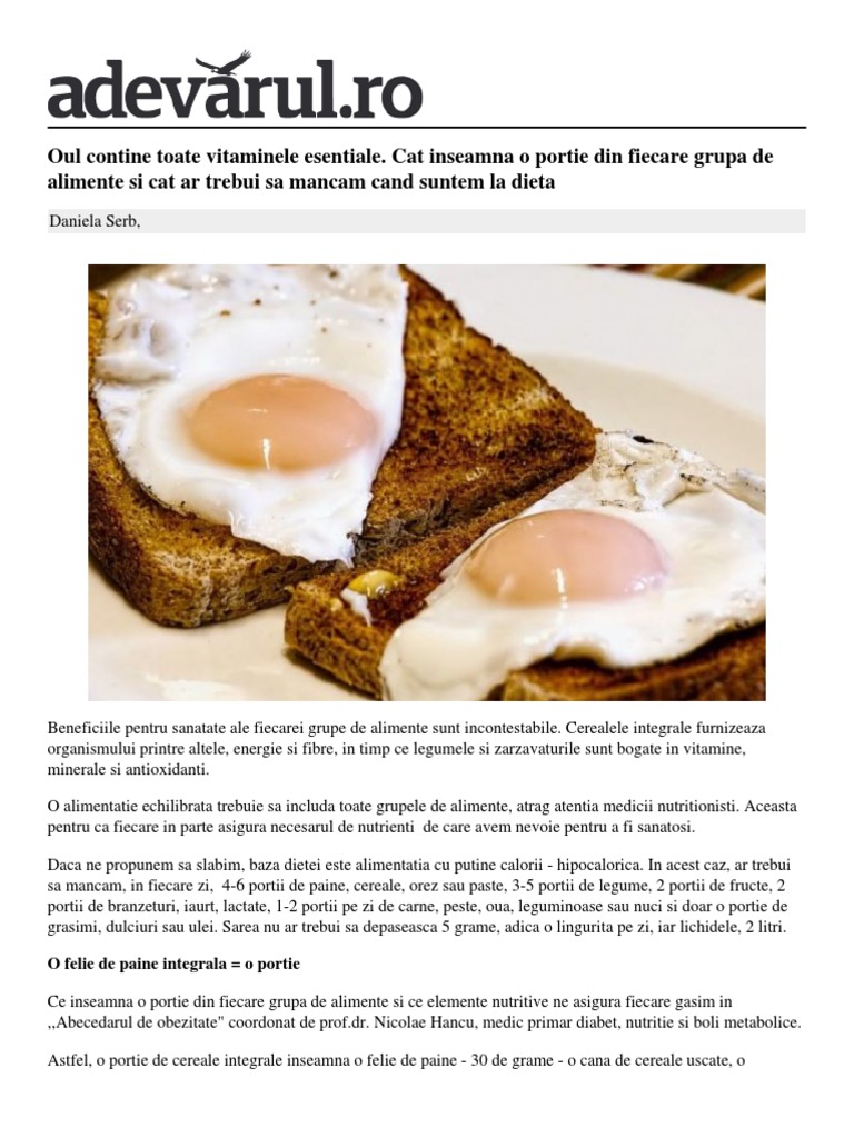 Cat Inseamna o Portie Din Fiecare Grupa de Alimente | PDF