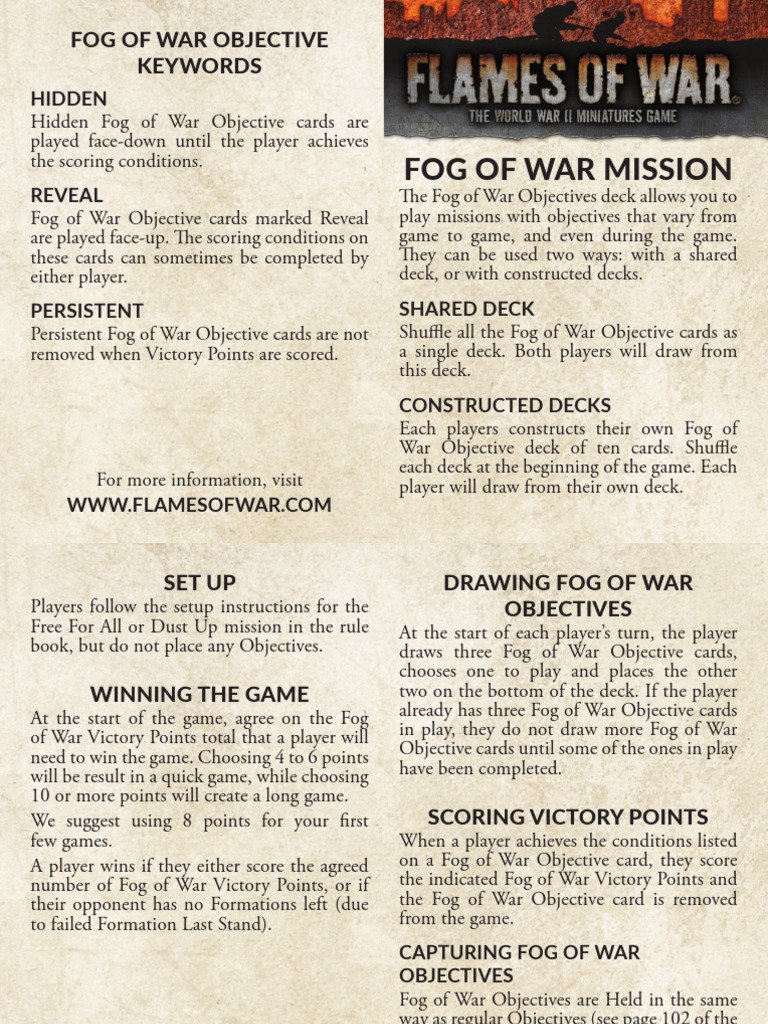Revealing the Fog of War: Rules for Hidden and Variable Objective Cards ...