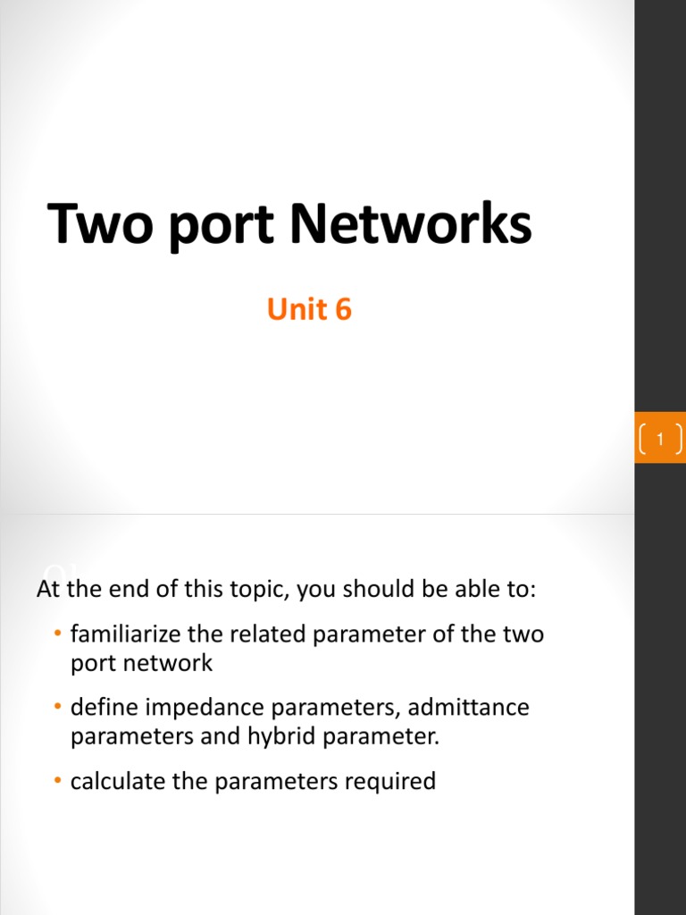 Two Port Networks: Unit 6 | PDF | Electrical Impedance | Computer ...